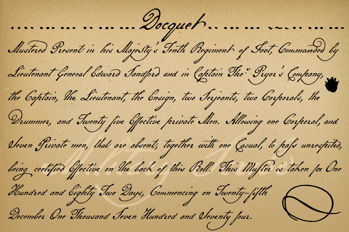 OldFonts.com | Military Scribe, a Font Based on Late 1770s Regimental ...